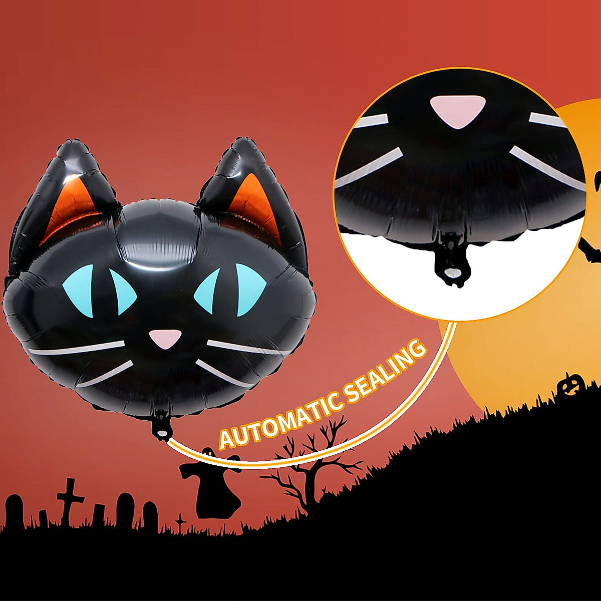 Halloween Foil Balloons 8pcs Large Size Mylar Foil Balloon Set Cute Round Pumpkin Black Cat Spider Web Witch Ghost for Halloween Party Favor Decoration, Home Decor Supplies