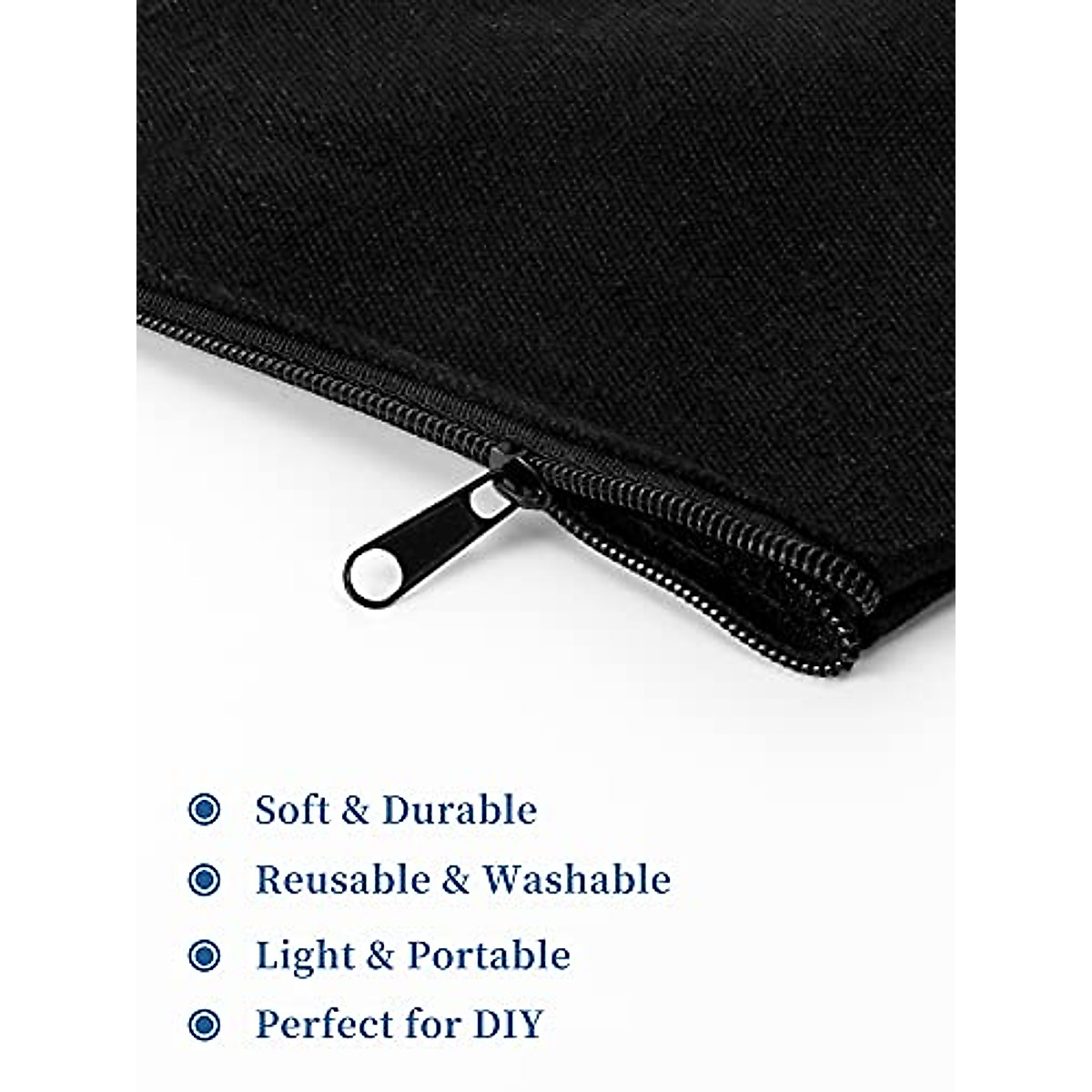 SMARTAKE 16-Pack Canvas DIY Craft Zipper Bags Blank Makeup Bags, Multipurpose Cosmetic Travel Toiletry Pouch for Office, Cash, Bill, Receipt Storage, 8.3’’ x 4.6’’ (Black)