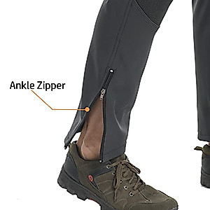 NAVEKULL Men's Ski Snow Pants Fleece Lined Windproof Waterproof Outdoor Snowboard Trousers Winter Warm Soft Shell Hiking Camping Fishing Climbing Travelling Black Grey Pants With Zipper Pockets