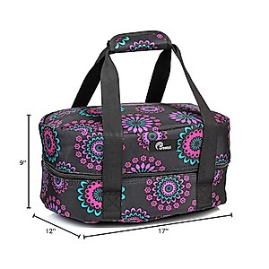 Slow Cooker Bag for Carrying Oval and Round-Shaped Crockpots, Multi Cookers, Rice & Pressure Cookers up to 6 Quarts to Transport Hot Food with Ease and in Style (Purple Circle)