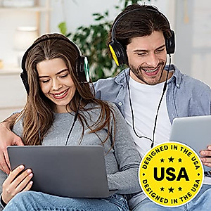 Premium Classroom Headphone with Microphone (5 Pack) - Kids Wired Earphones with Mic for School Students K-12 & Teachers, Soft Swivel On Ear Pads- Perfect for E-Learning, Meetings, Calls -(Colorful)