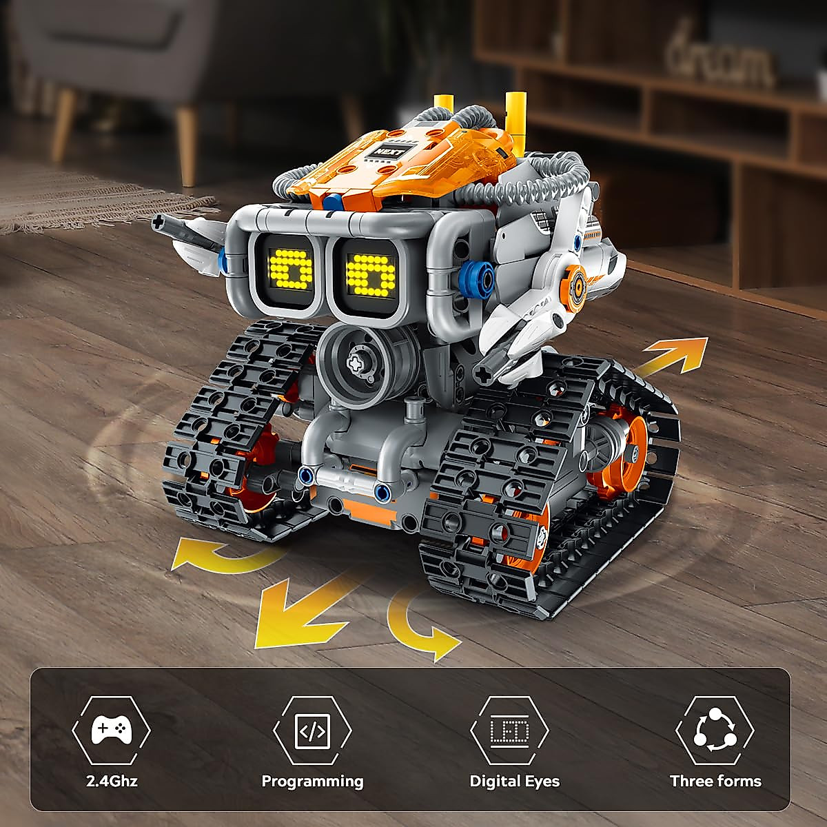 HOGOKIDS Changeable Expressions Robot Building Sets - 3 in 1 Remote & APP Supported Robotic Building Toy Having Sound Effect, Rechargeable RC Robot Birthday Present for Kids Age 6+ Boy & Girl (451PCS)
