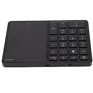Sanpyl Numeric Keypad, 2 in 1 22 Keys 2.4G Touchpad Bluetooth 4.2 Number Pad, Type C Charging 500mAh Financial Accounting Keyboard, for Laptop, PC, Desktop(Black)