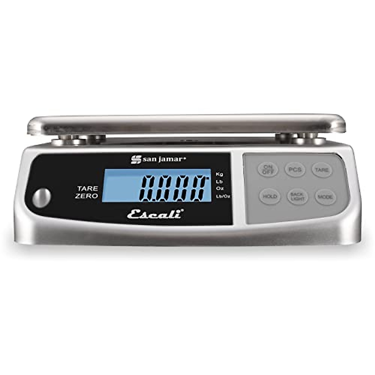 San Jamar Stainless Steel M-Series Digital Food/Kitchen Scale, 66lb Capacity, Silver