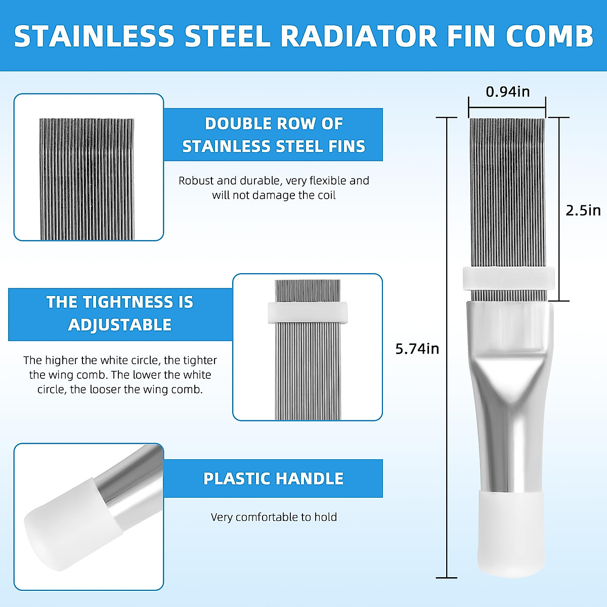 AMI PARTS 3 PCS Air Conditioner Fin Comb Condenser Fin Straightener Include FCR6 Fin Comb, Plastic Air Conditioner Fin Comb and Metal Radiator Fin Comb for Air Conditioner Condenser