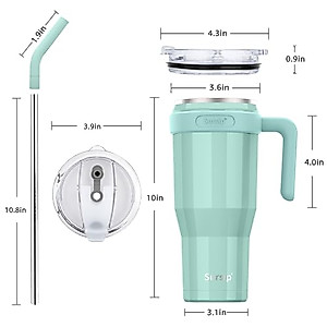 Sursip 50 oz Mug Tumbler,Stainless Steel Tumbler Mug with Non-Removable Handle–Keeps Drinks Cold up to 24 Hours–Sweat Proof, Dishwasher Safe,BPA Free-Mild Mint