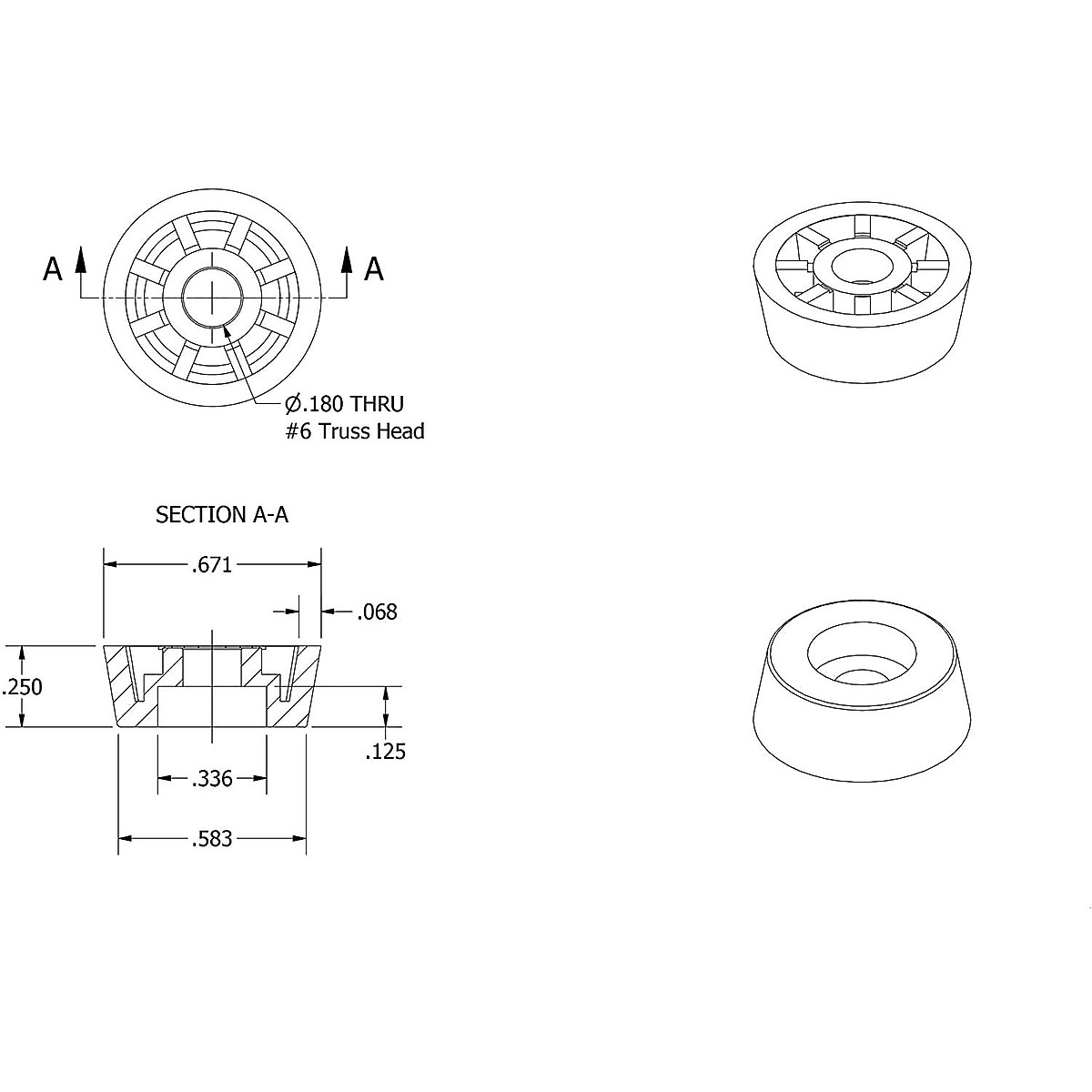 8 Small Clear Round Rubber Feet Bumpers & Stainless Steel Screws - .250 H X .671 D -Made in USA - Non Marking. Food Safe, ROHS & Prop 65 Free - Perfect for Cutting Boards, Electronics, Craft