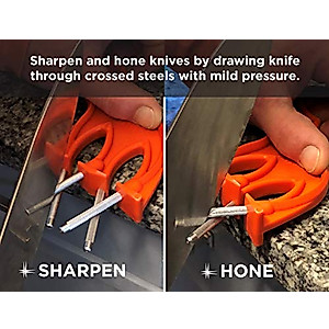 The Edgemaker Knife Sharpener Pro 331- Perfect for Sharpening & Honing any Blade, Durable, Safe & Easy to Use- Orange