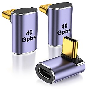 Right Angle USB C Adapter [3-Pack] 90 Degree USB C Male to USB-C Female Adapter Up and Down 90 Degree Right Angle Adapter 100W/40Gbps Extender for Steam Deck, Switch, Notebook Computer, Tablet, Phones