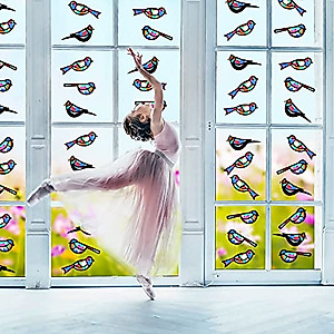 9 Pieces Birds Suncatcher Kit for Kids, DIY Stain Glass Kits Effect Paper Crafts (9 Cutouts, 16 Tissue Papers) for Kids Window Art Classroom Art Crafts Birthday Gift Toys Party Favors 6 x 2 inch