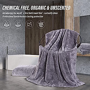 MOONQUEEN 2 Pack Premium Bath Towel Set - Quick Drying - Microfiber Coral Velvet Highly Absorbent Towels - Multipurpose Use as Bath Fitness, Bathroom, Shower, Sports, Yoga Towel (Grey)