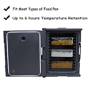 luston Front-Loading Insulated Food Pan Carrier,95 Quart Capacity, Color grey, Food-grade LLDPE Material, Portable Food Warmer for Canteen and Restaurant Use