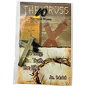 Westmon Works Hematite Pocket Cross Charm with Holy Card Gift Set
