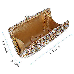 MOSSMON Luxury Crystal Clutch Women Rhinestone Evening Bag for Party and Wedding Gold