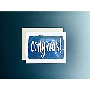 Palmer Street Press Congrats! Inky Navy Congratulations Cards - Set of 8 Congratulations Greeting Cards And 8 Envelopes - Congratulations Graduation Card - Designed, Printed and Packaged in the USA