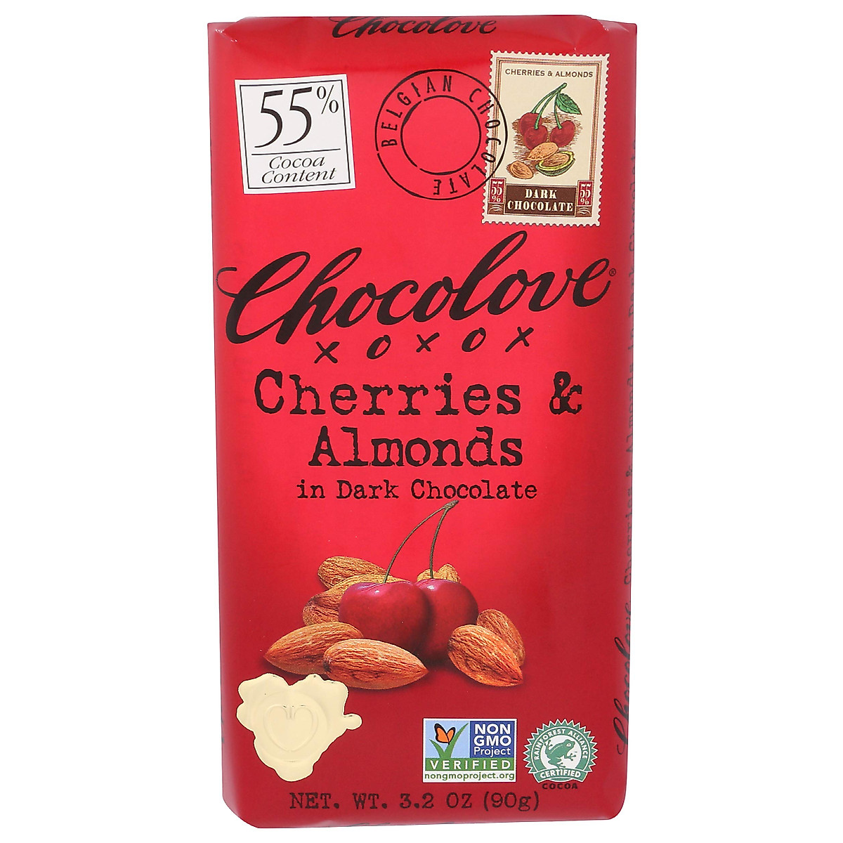 Chocolove, Chocolate Bar Dark Cherry & Almond, 3.2 oz