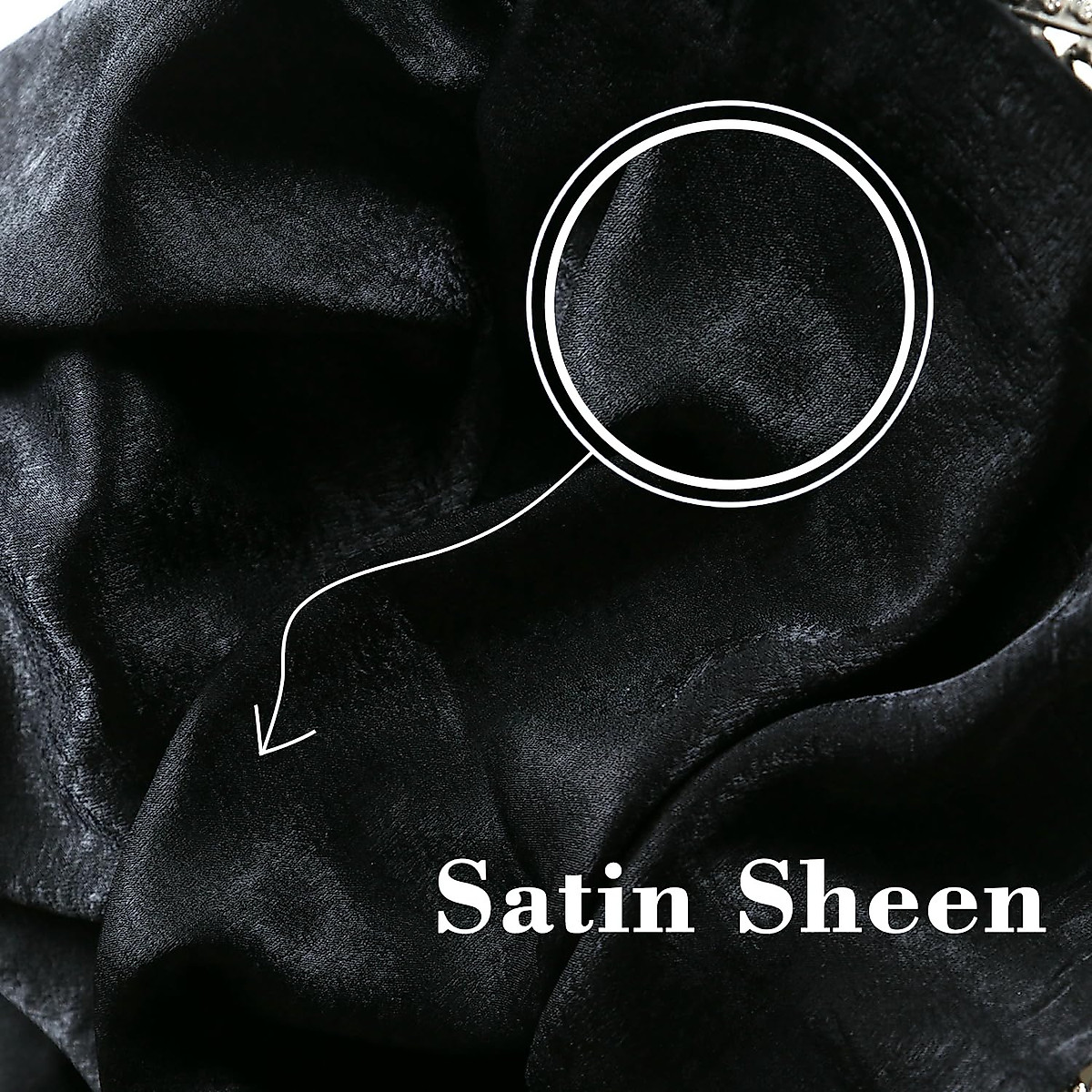 SHERWAY 9.6 Feet x 10 Feet Black Silky Soft Curtain Wedding Backdrop Drapes, Slightly Shiny Satiny Window Curtains for Party Ceremony Decoration