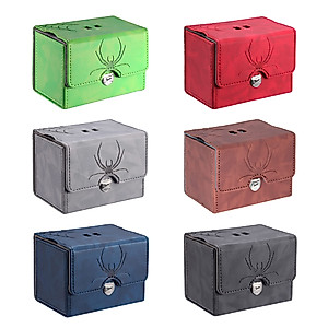 Zoopin Leather Deck Box with Built-in Spinning Life Counter (Black)