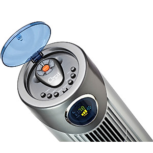 Ozeri Adjustable Oscillating Tower Noise Reduction Technology Ultra 42” Wind Fan, Silver