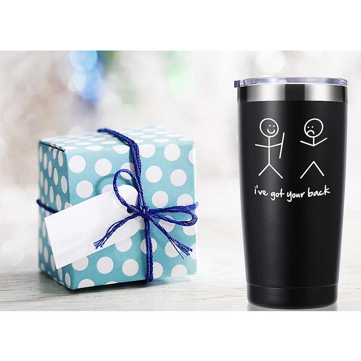 momocici I've Got Your Back 20 OZ Travel Mug Tumbler.Funny Novelty Joke Gag Friendship Sarcastic Men Gifts.Birthday,Christmas Gifts for Men Husband Friend Brother Boss Coworker(Black)