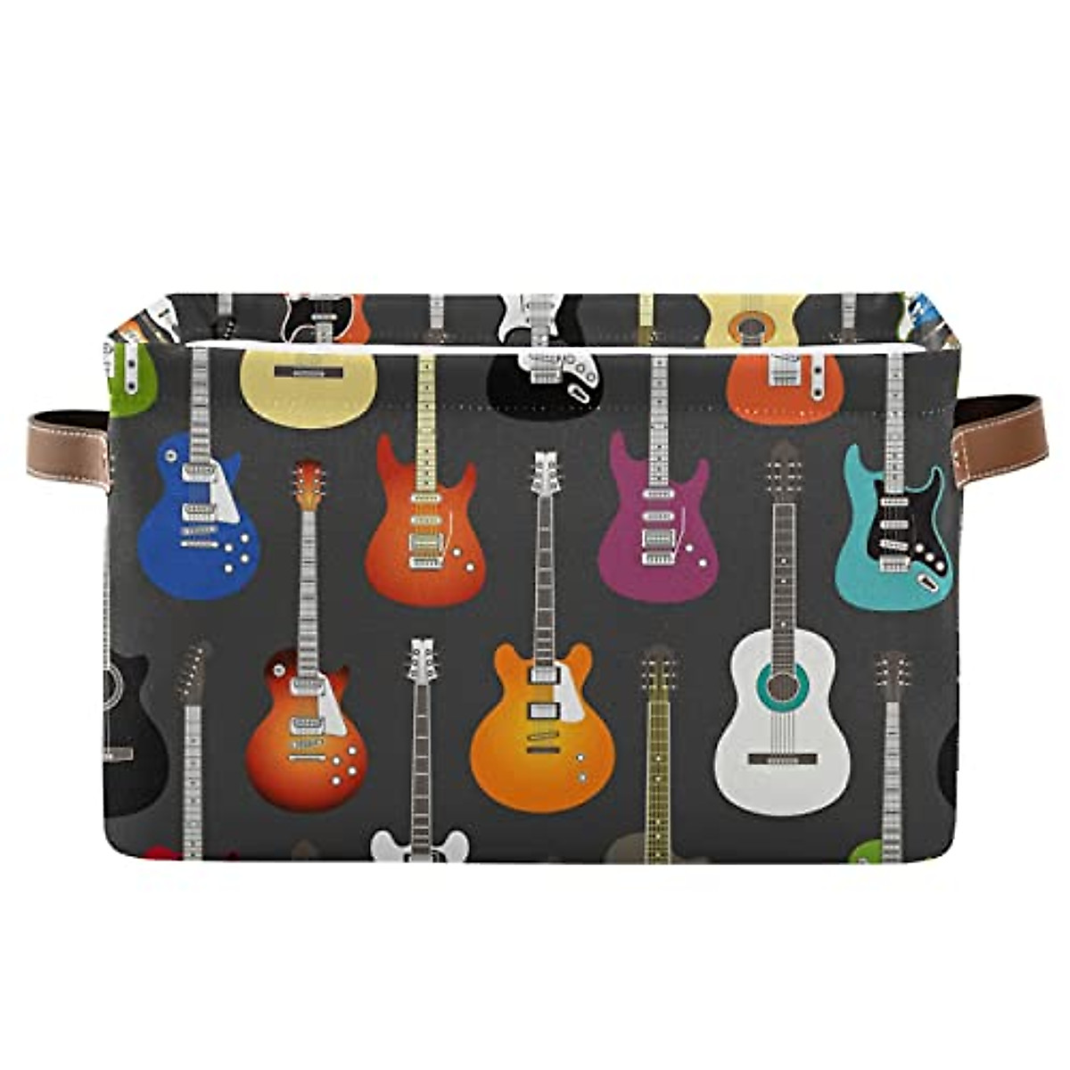 Modern Guitar Storage Basket Music Storage Box Bin Large Laundry Organizer Basket for Bathroom Nursery Kitchen Clothes Toys Newspaper 1PC
