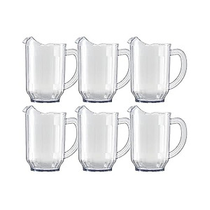 Carlisle FoodService Products Versapour Clear Pitcher Tall Pitcher for Restaurants, Catering, Kitchens, Plastic, 60 Ounces, Clear, (Pack of 6)