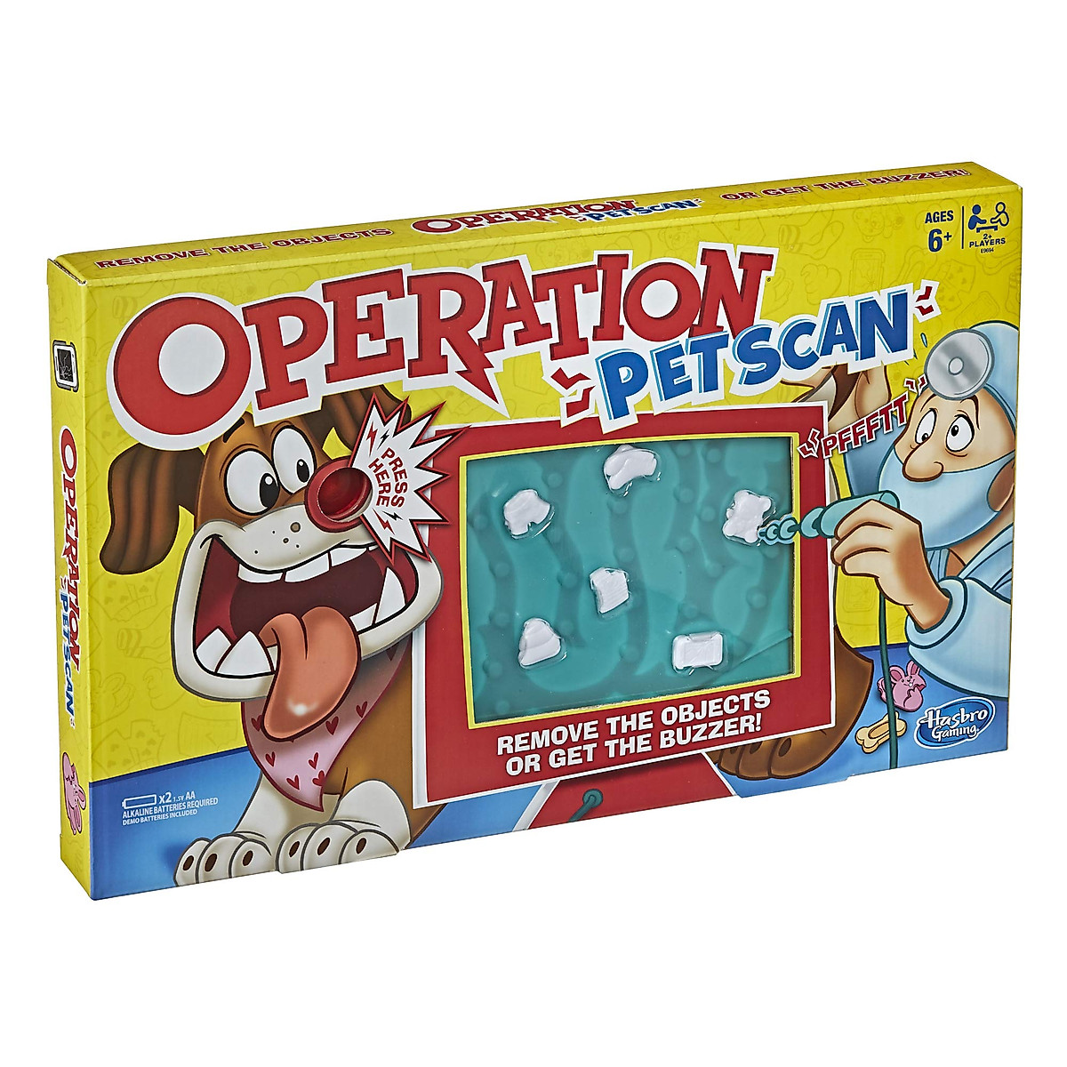 Operation Pet Scan Board Game for 2 or More Players, Kids Ages 6 and Up, with Silly Sounds, Remove The Objects or Get The Buzzer