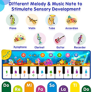 Retruth Toddler Toys Age 1-3, Baby Musical Toys for 12-18-24-36 Months, 1 2 3 Year Old Girls Birthday Gifts, Electronic Dance Mat for Toddler, Musical Touch-Play Baby Toys