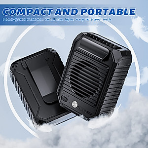 Goldenbbjoy Portable Waist Clip Fan Neck Fan, 10000mAh Battery Powered Belt Fan, Body Fan with 3-Speed, Strong Airflow for Jobsite Farm Fishing Gardening, Black…