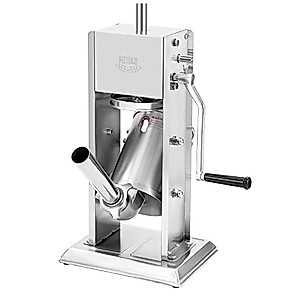 MZTOGR Stainless Steel Vertical Sausage Stuffer,Sliver,Dual Speed,2 in 1 Sausage Maker/Spanish Churro Maker (7LBS/3L)