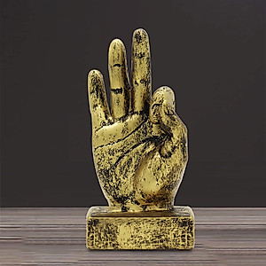 aboxoo Hand Finger Gesture Desk Statues Fingers Sculpture Creative Home Living Room Cabinet Shelf Decoration (OK Gesture in Bronze)