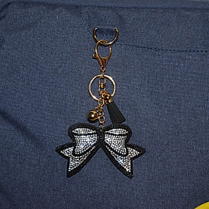 Popfizzy Cheer Bow Keychain, Bling Backpack Key Chain for Cheerleaders, Rhinestone Cheerleading Purse Charms