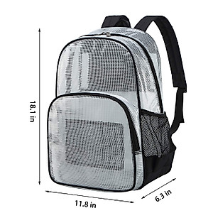Mygreen Clear Transparent PVC School Backpack/Outdoor Backpack with Black Trim (Black, Large)