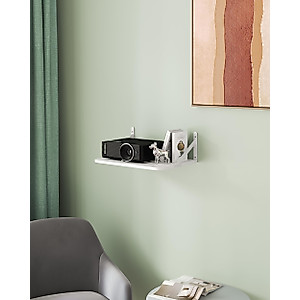 Small Mini Projector Shelf/Modem Shelf/Router Shelf/Router Wall Mount/Cable Box Wall Mount,Floating Projector Wall Mount, Projector Shelf for Wall, Holder Stand Accessories White