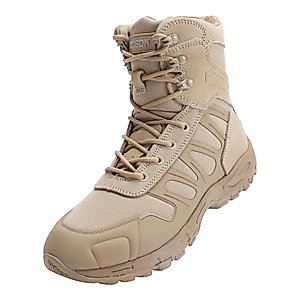 IODSON Men’s Military Tactical Boots Lightweight and Durable work Boots Outdoor Combat Jungle Anti-Slip Boots Hiking Boots Backpacking Boots Brown 9