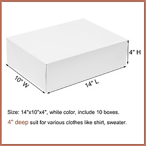 Mefleet 14x10x4 Large Gift Boxes with Lids 10 Pack Extra Deep Shirt Boxes Clothes Robe Sweater Box for Christmas Presents, Holidays, Birthday Gift Wrapping White