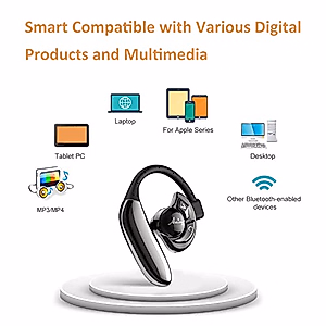 AMINY Bluetooth Headset,Wireless Bluetooth Earpiece Compatible with iPhone/Android Cell Phones,Auriculares Bluetooth Earpiece 28 Hrs Talking Time V5.3 Wireless Headset,Button Depress Version