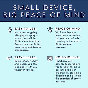 She’s Birdie–The Original Personal Safety Alarm for Women by Women–130dB Siren, Strobe Light and Key Chain in 7 Pop Colors (Metallic Rose)