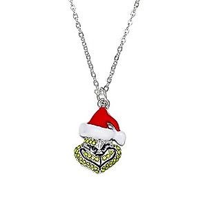 Dckazz Grinch Necklace Christmas Grinch Jewelry Girls Grinch Gift Women Holiday Christmas Jewelry