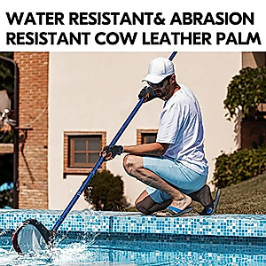 Vgo... 1-Pair Safety Leather Work Gloves, Mechanics Gloves, Anti-Vibration Gloves,Water Resistant, Medium Duty (Size L, Brown, CA9765WP)