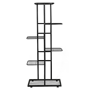 JEPRECO Metal Plant Stand 6 Tier 7 Potted, Multiple Flower Pot Holder Shelves Organizer Rack for Garden Balcony Patio Living Room Indoor Outdoor (Dark Grey)