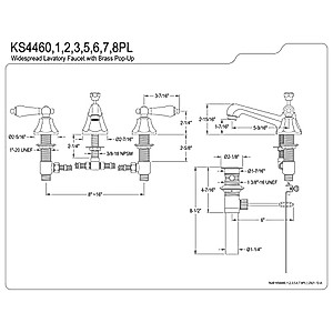 Kingston Brass KS4467PL 8 in. Widespread Bathroom Faucet, Brushed Brass