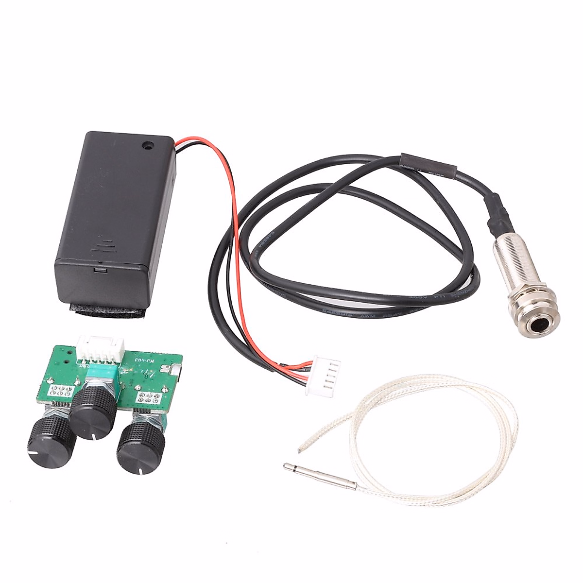 LYWS 1v1t1m Volume Tone Microphone Active EQ Preamp Piezo Pickup For Acoustic Guitar Ukulele