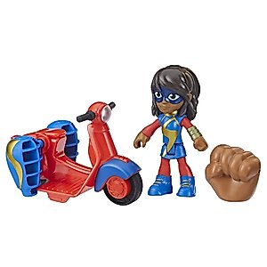 Marvel Spidey and His Amazing Friends Ms.Marvel Action Figure and Embiggen Bike Vehicle, Preschool Toy for Kids Ages 3 and Up