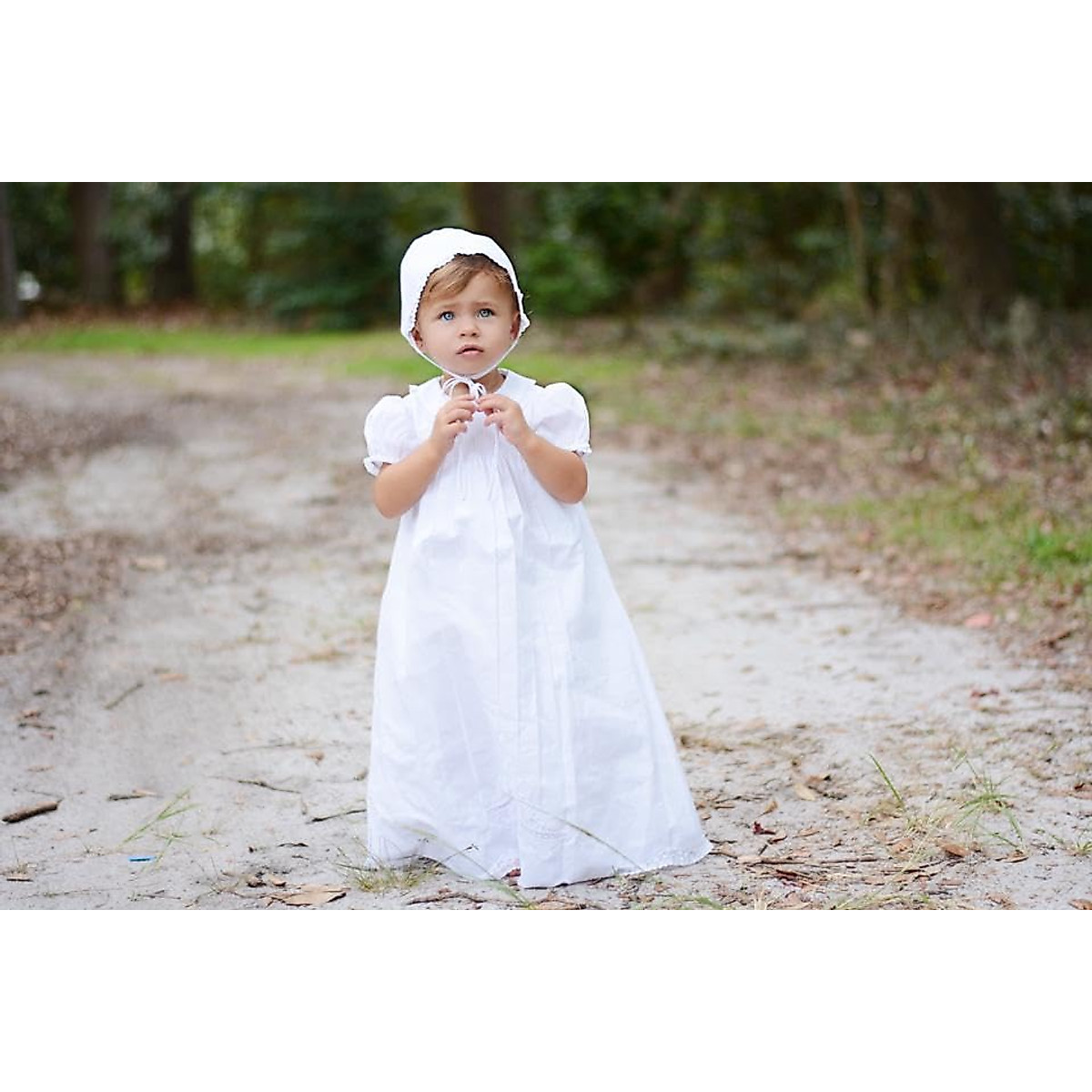 Feltman Brothers Girls Christening Gown White Batiste Lace with Bonnet 9/12m