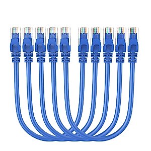 CableCreation Cat 6 Ethernet Cable 5 Pack 1ft, Internet Network Cords Patch LAN Cable, 23 AWG High Speed RJ45 Wire for Router, Modem, Computer, Short Ethernet Cable1 FT, Blue