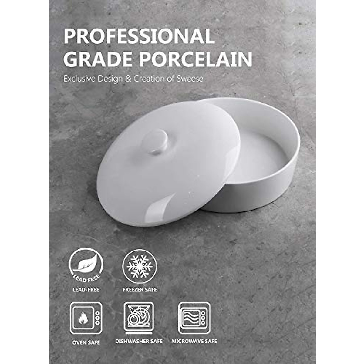 Sweese 740.101 Porcelain Tortilla Warmer, Hold up to 12 Tortillas, Ceramic Tortilla Server, Tortilla Holder with Lid for Taco Tuesday Night, Mexican Fiesta Party - Microwave & Oven Safe, White