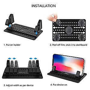 Cell Phone Holder for Car, AONKEY Dashboard Car Pad Mat Vehicle GPS Mount Universal Fit All Smartphones, Compatible iPhone Xs/XS Max XR X 6S 7/8 Plus, Galaxy Note 9/8 S8/S9/S10 Plus J7 J3, Pixel 3 XL