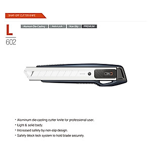 DORCO Professional L602 18mm Snap-Off Cutter Knife + Precision 18mm (11 Blades) - Premium Quality Die-Cast Body with Auto-Lock & Safety Block System