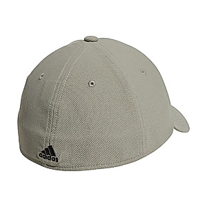 adidas Men's Release 3 Structured Stretch Fit Cap, Silver Pebble Grey/Black/White, Large-X-Large